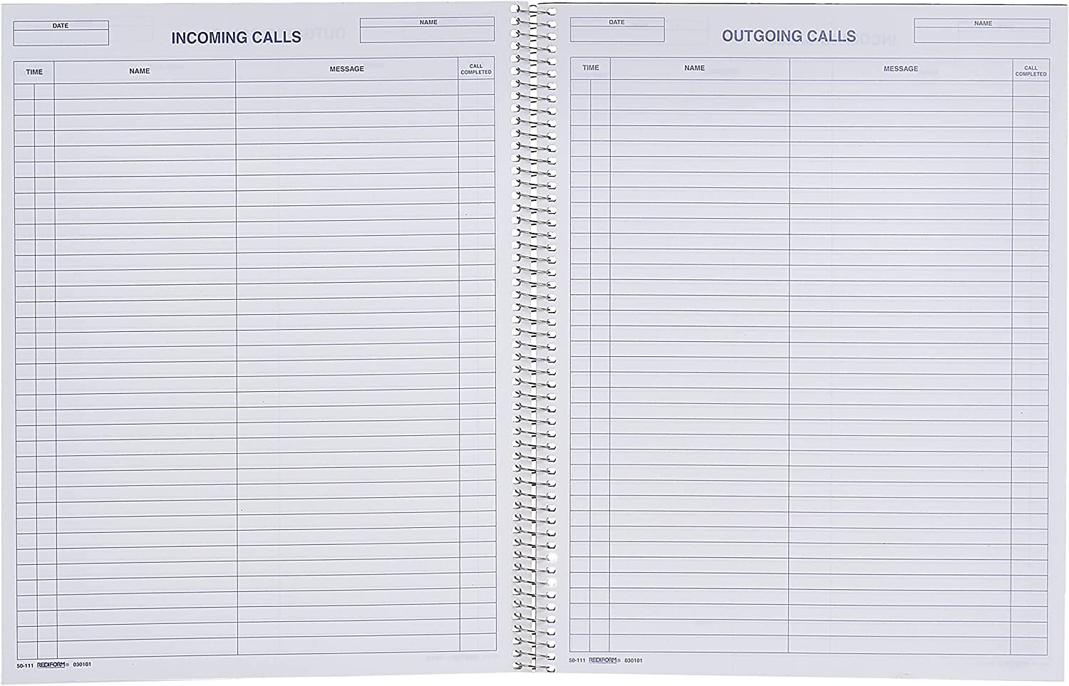 Rediform Wirebound Incoming Outgoing Call Register 11 X 8.5 100 Pages ...