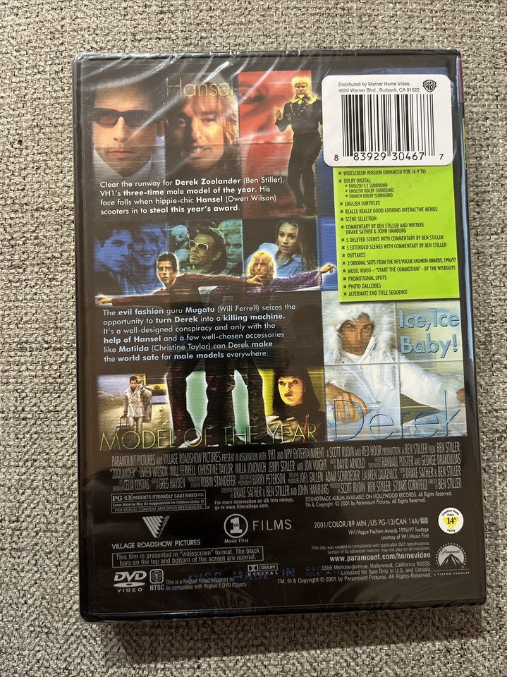 Zoolander (2001) - DVD Ben Stiller Owen Wilson - Widescreen | eBay