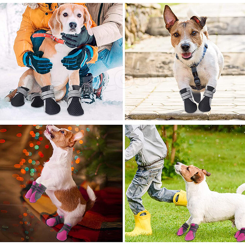 4Pcs Anti Slip Waterproof Protective Dog Shoes Rain Boots Pet Socks ...