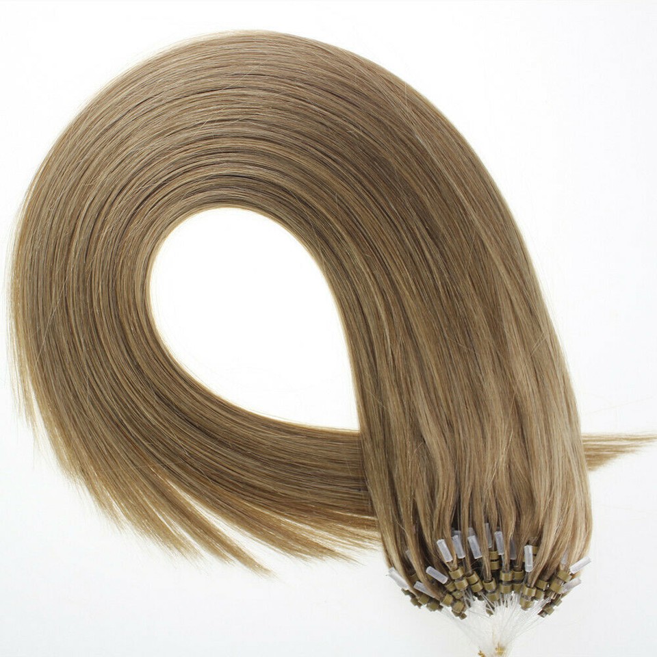 Micro Link Human Hair Extensions Micro Ring Beads Loop Tip Full Head ...