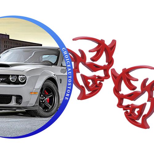 2x Universal Metal Red Devil Cat Hellcat Fender Side Emblems Badges ...