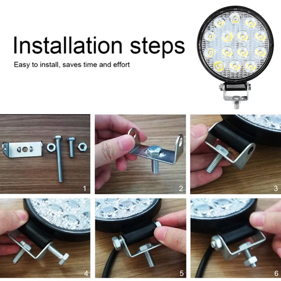 10Pack LED Round Off Road Work Light 12V Flood Spot Lights for Truck ...