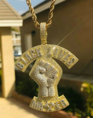 Men's Italy 925 Sterling Silver Huge Black Lives matter BLM Fist ...