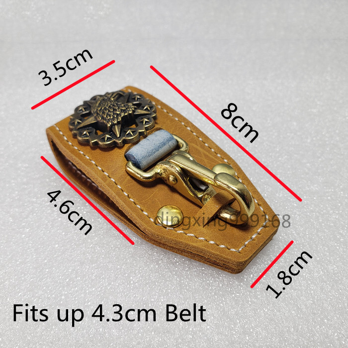 Belt Keychain Eagle Head True Leather Belt Loop Key Holder Brass Halt ...