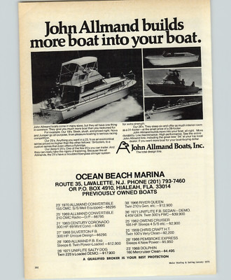 1972 PAPER AD John Allmand Boats 19' 23' 25' 28' 34' Motor Boat ...