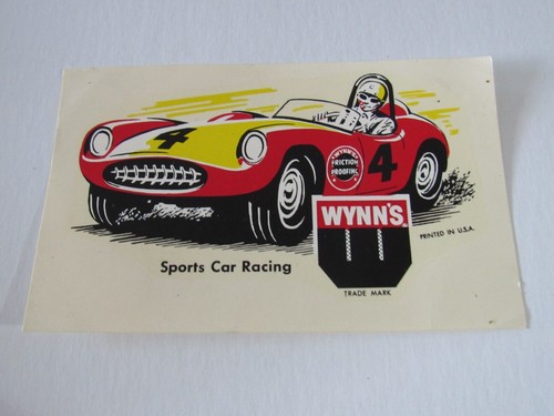 UNUSED Vintage WYNN'S FRICTION PROOFING Sports Car Racing Water Slide ...