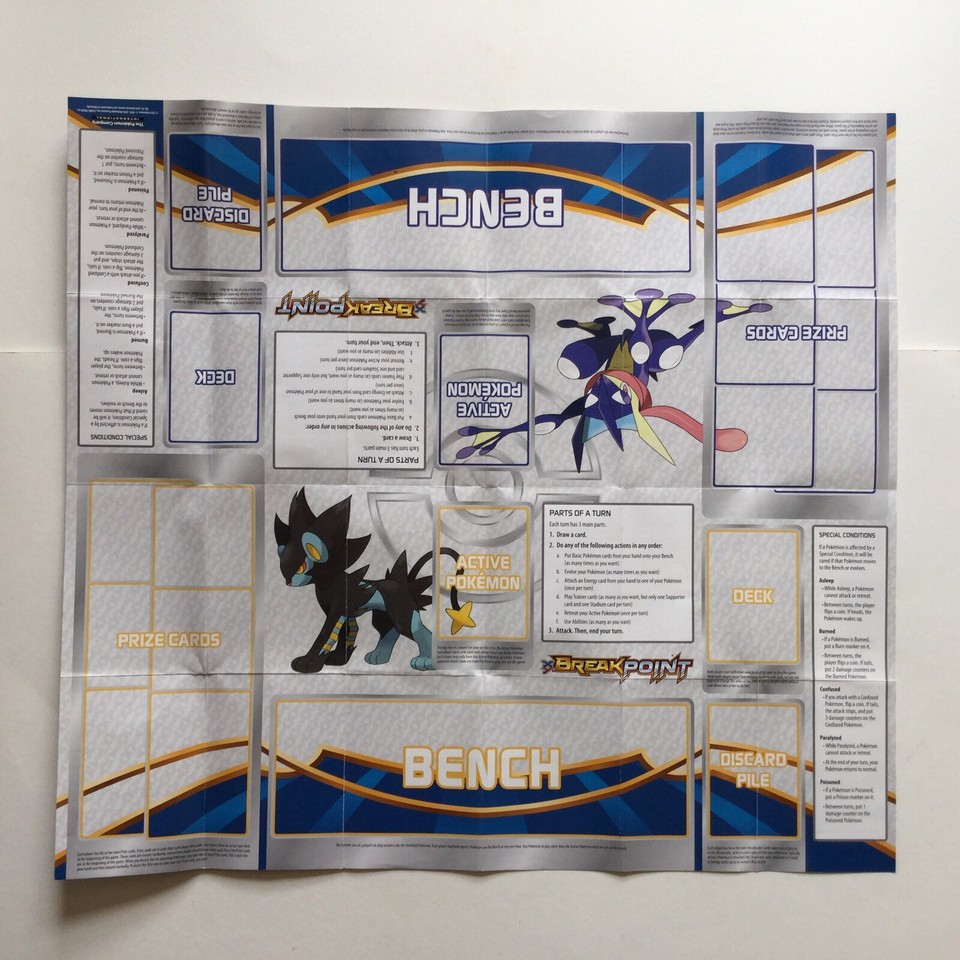 Pokemon Trading Card Game Breakpoint Gameboard Bench With Rules On Back ...