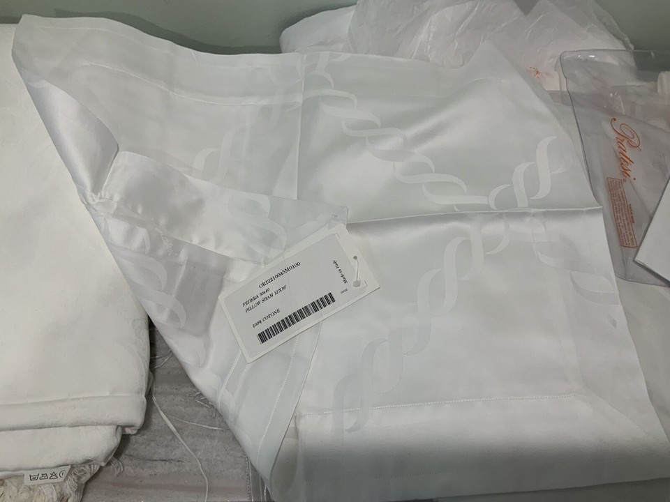$400 Pratesi Italy NWT 1pc Boudoir Sham 100% Jacquard Chain White ...