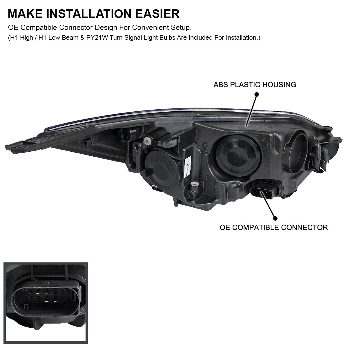 Black Fits 2012-2014 Ford Focus LED Bar Halo Projector Headlights Lamps ...