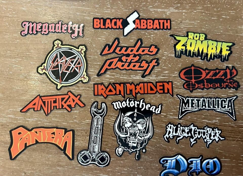 15 Heavy Metal Rock Band Logo Stickers -Clear, Holographic, or White ...