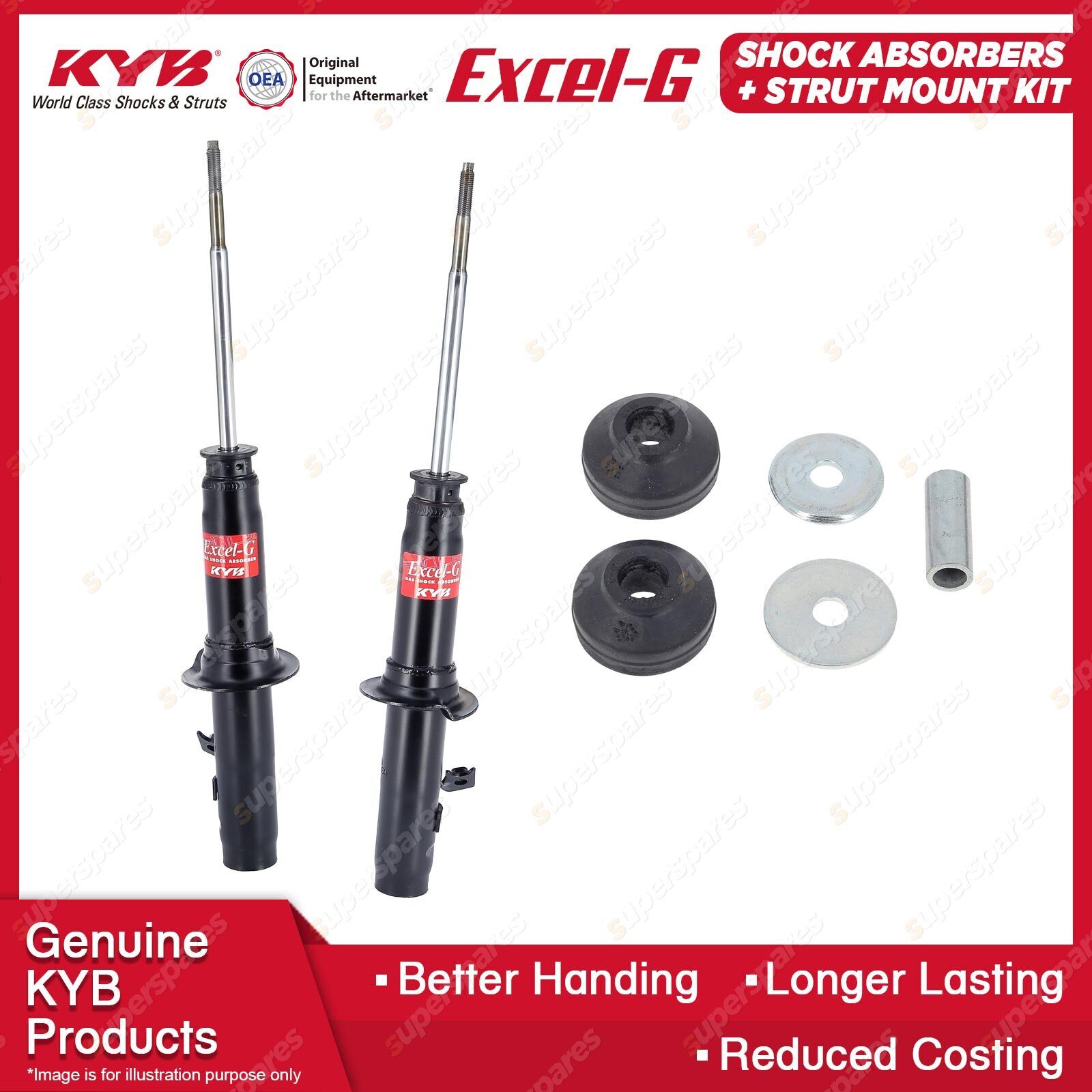 2 Front KYB Shock Absorbers Strut Mount Kit for Honda Civic EG EH 91-95 ...