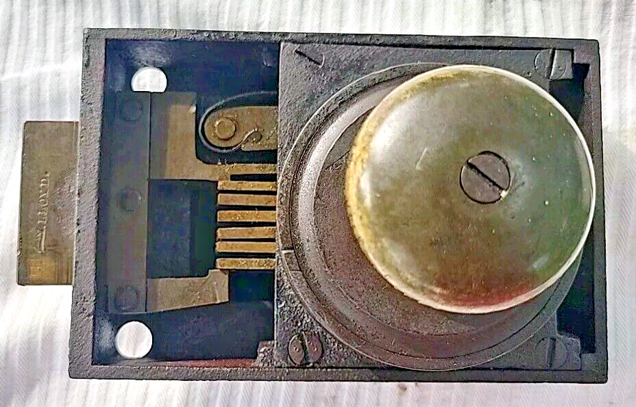 Antique Herring & Maker Salamander Safe Door Lock W/Key 1848 Patent ...