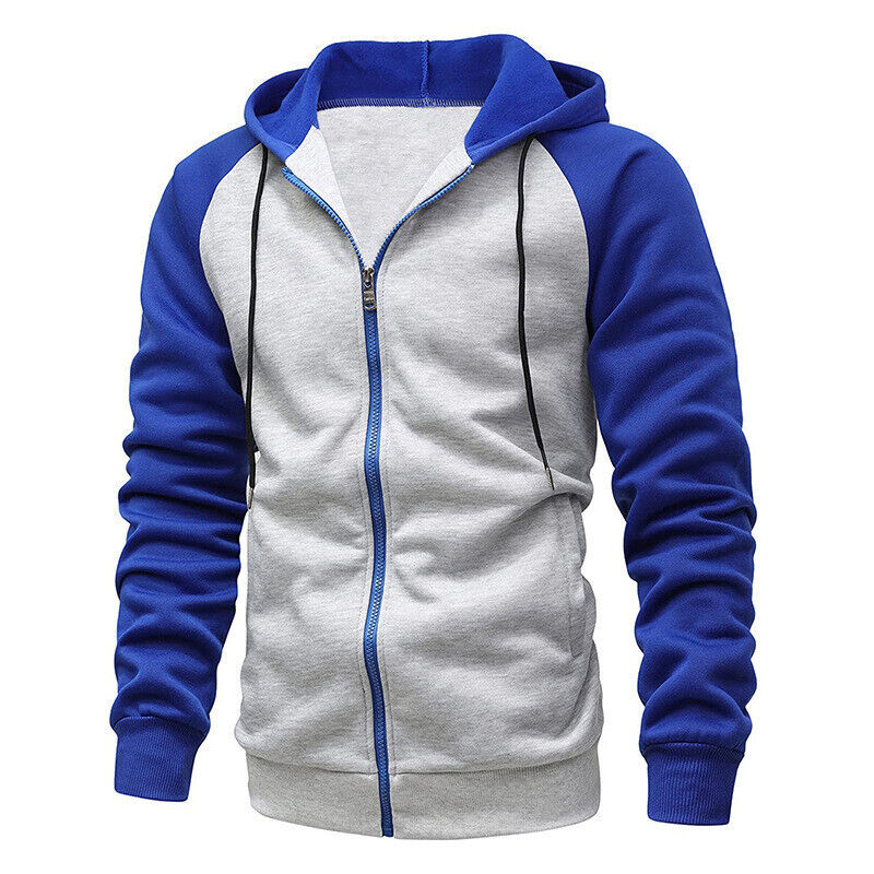 Sweatshirt Long Sleeve Winter Hooded Tops Coat Colorblock Zip Up Hoodie ...