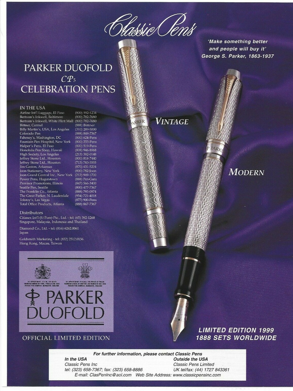 Parker Duofold Classic Pens Print Ad,Parker Duofold Vintage Modern Pens ...