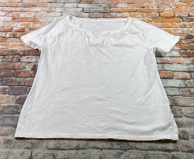 Talbots Shirt Ladies Medium White Short Sleeve Top Casual Tee Womens | eBay
