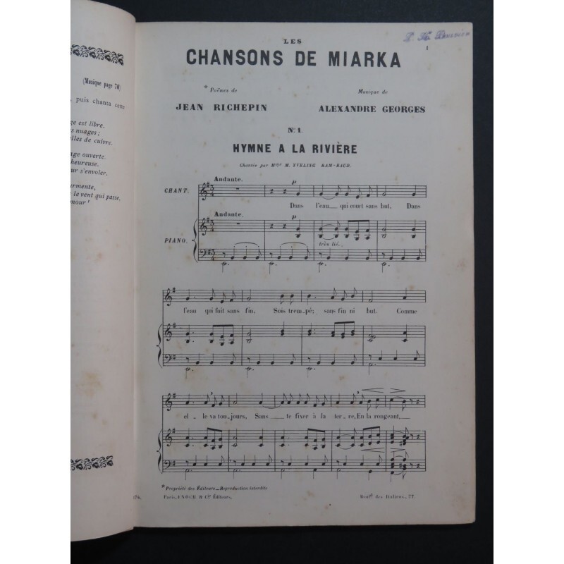 GEORGES Alexandre Les Chansons de Miarka Chant Piano ca1888 | eBay