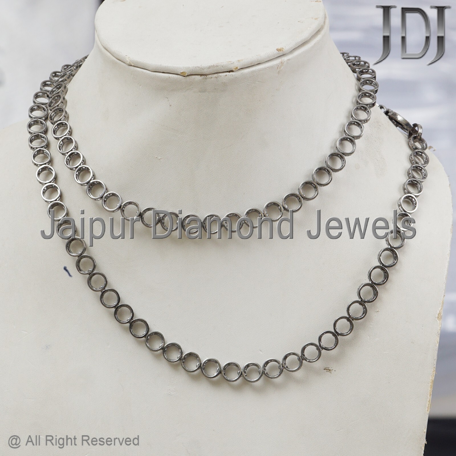 Natural Pave Diamond 925 Sterling Silver 33 inch Long Chain Necklace ...