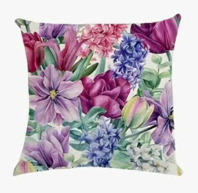 Tulip Mixed Spring Garden Floral Spring Throw Pillow Cover Holiday Home ...