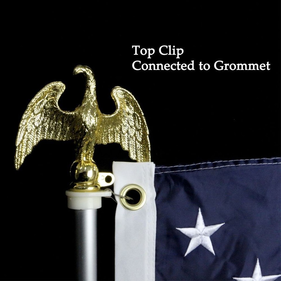 6 Foot Flag Pole Kit Tangle Free Wall Mount Eagle With 3 x 5 Ft USA ...