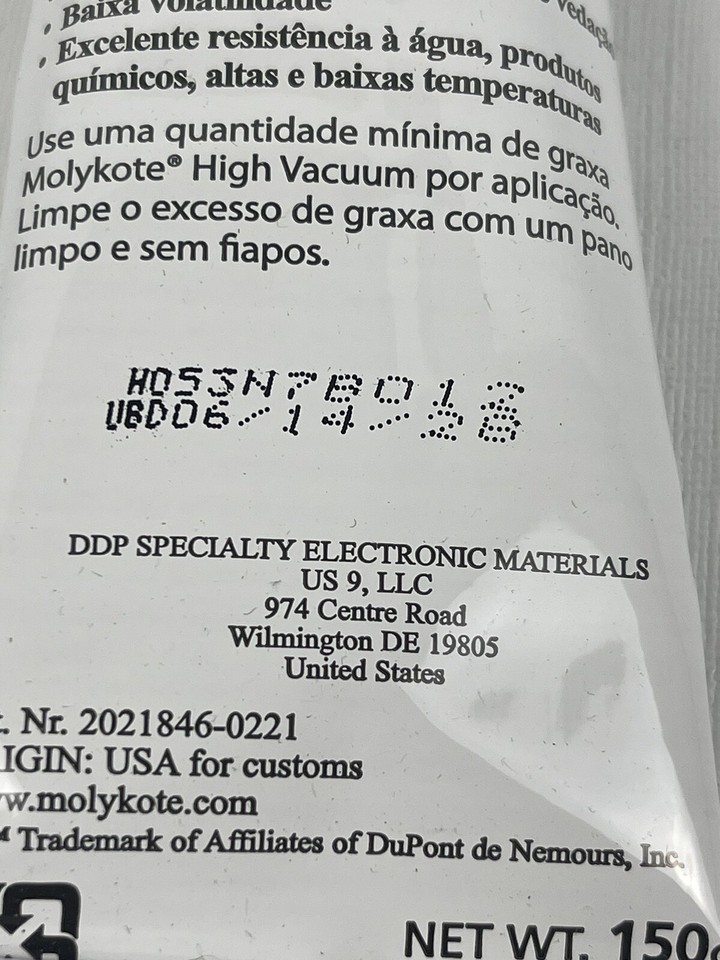 Dupont MOLYKOTE® High Vacuum Grease 150g | eBay