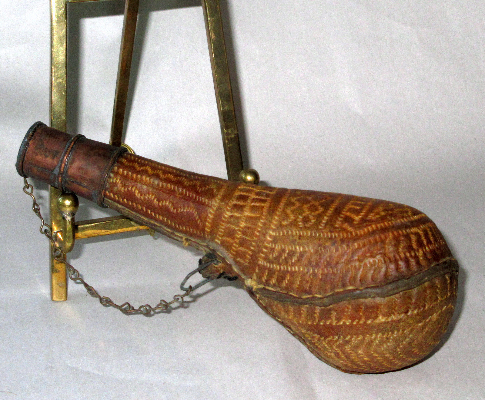 Antique 1800s Bedouin Carved Leather Camel Scrotum Gun Powder Flask | eBay