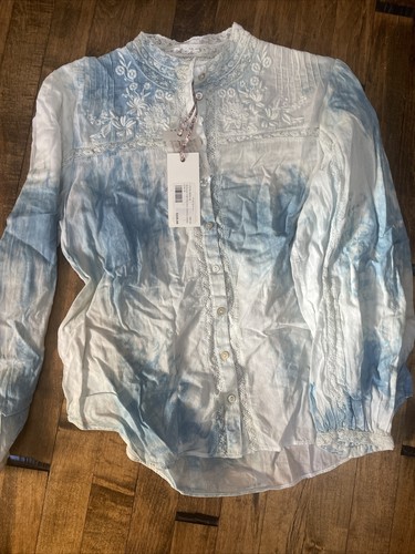 New! LOVE SHACK FANCY Ronda Top Pacific Indigo Hand Dye Medium $225 | eBay