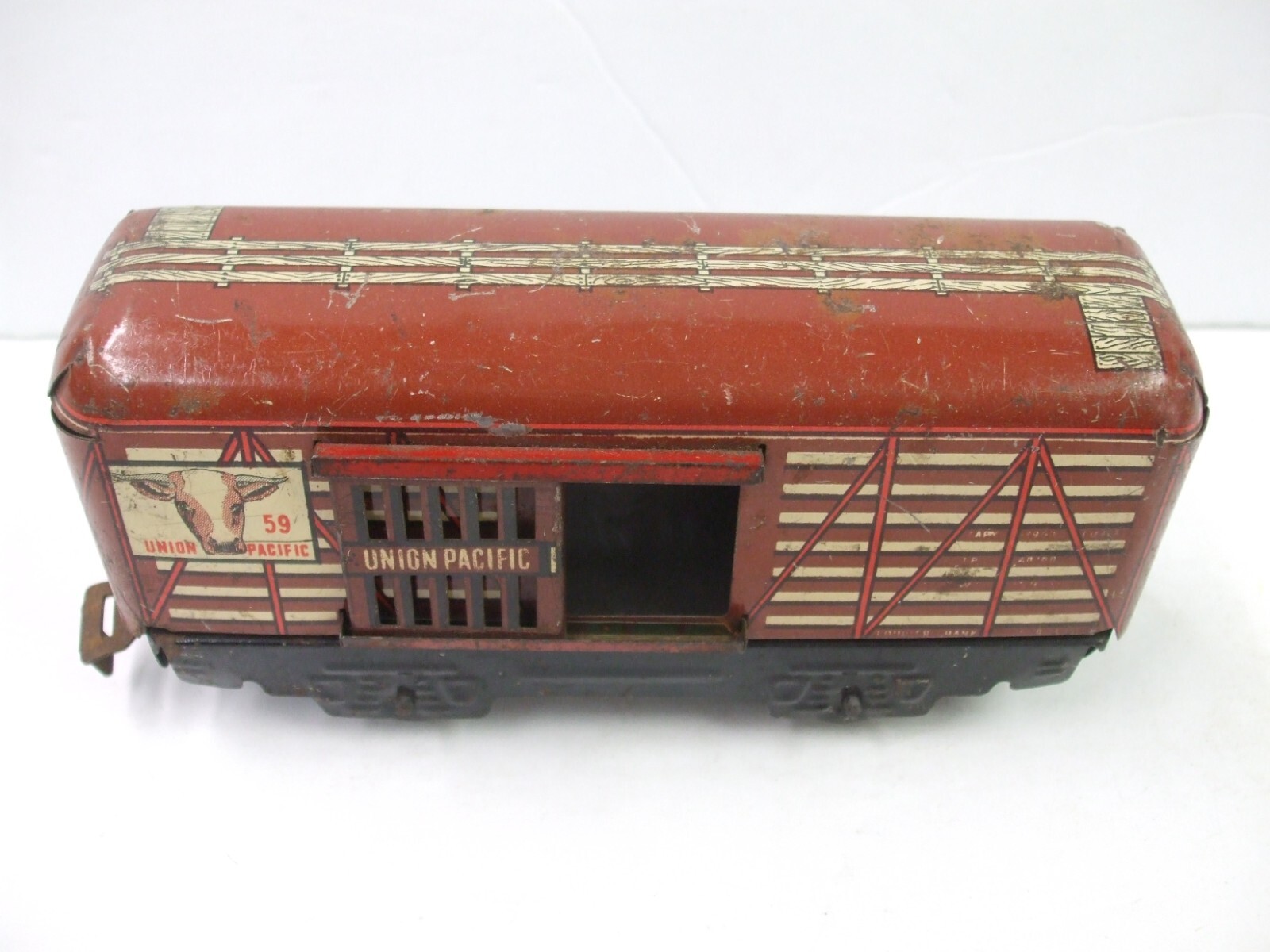 HAFNER WYANDOTTE O TIN WIND-UP TRAIN SET 5 PIECES, ENGINE 1010, TENDER ...