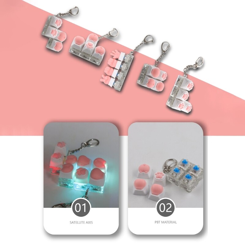 4-Button Light Up Key Switches Button Tester Keychain Keyboard Buttons ...