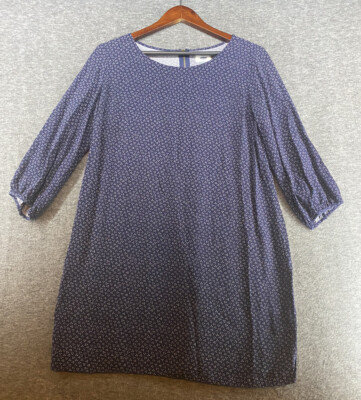 Old Navy Tunic Dress 3/4 Sleeve Blue & White Floral Back Zipper Women’s ...