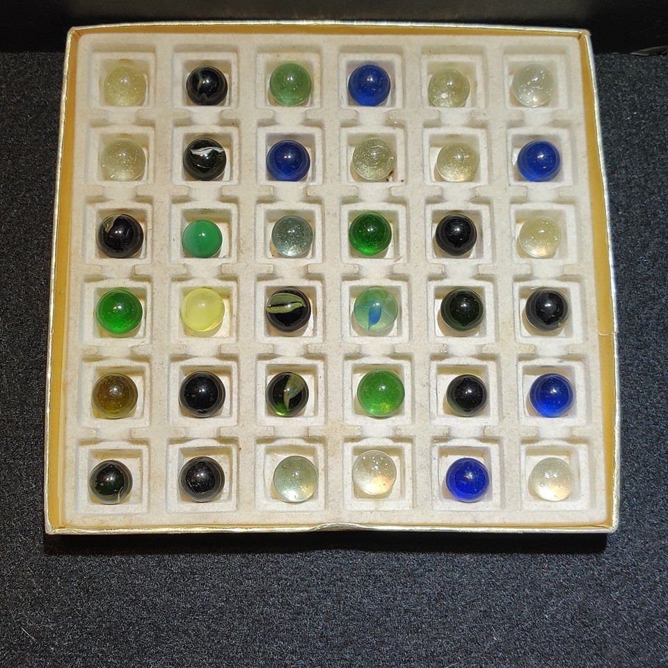 LOT of 36 Vintage marbles ESTATE FIND Approx. 1/2" Various Colors Kinds ...