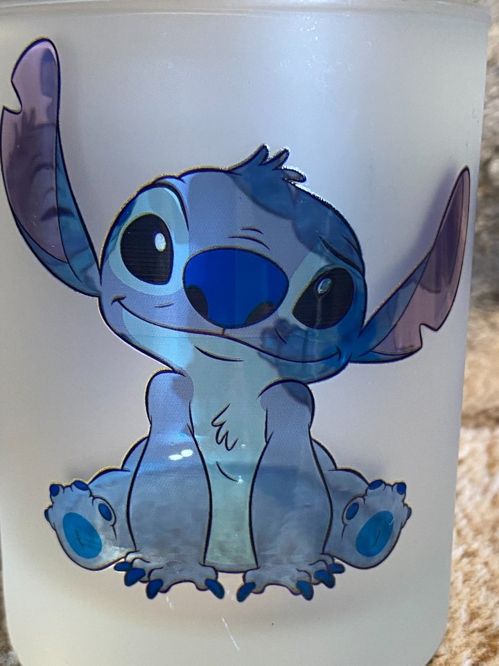 Disney Stitch Clear Frosted Drinking Glass 4" Stitch 3 Poses Cup | eBay