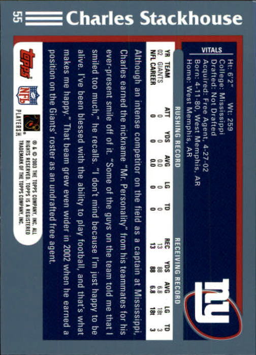 2003 Topps First Edition #55 Charles Stackhouse | eBay