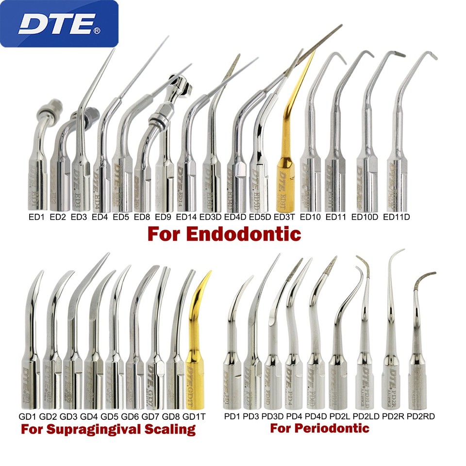 Woodpecker DTE Dental Ultrasonic Piezo Scaler Perio Handpiece Tips GD1 ...