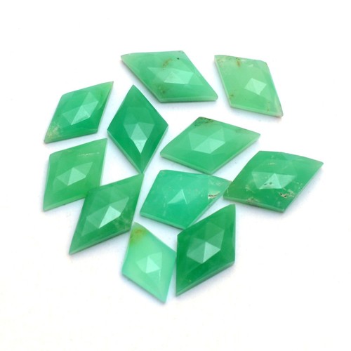 Green Chrysoprase Lozenge Faceted Rose Cut Diamond Shape Gemstones Lot ...