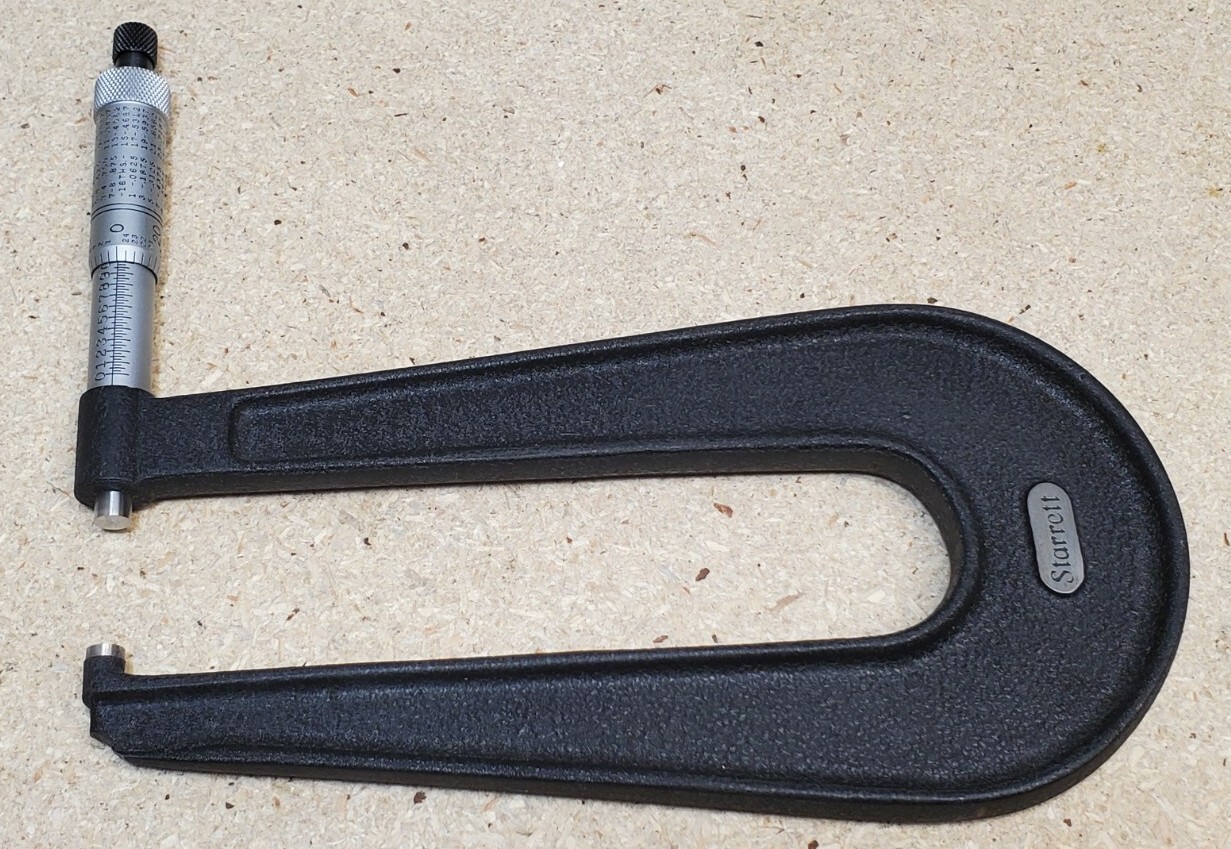 Starrett No. 222 1" Deep Throat Sheet Metal Micrometer 6" Depth ...