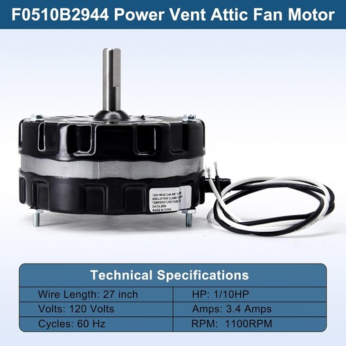 F0510B2944, F0510B2497 Power Vent Attic Fan Motor Replace for Lomanco ...
