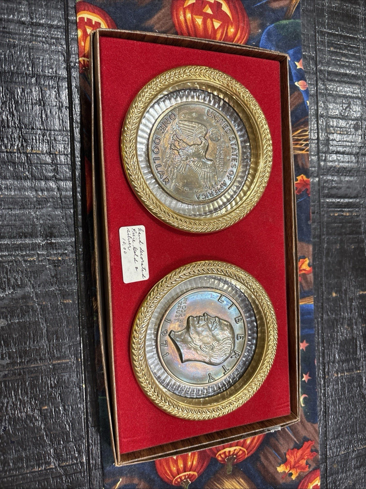 Rare Gold 1971 DWIGHT EISENHOWER COIN CRYSTAL COASTER SET OF 2 IMPERIAL ...