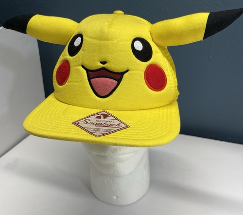 Pokémon Pikachu Nintendo Hat Cap Yellow Plush Ears SnapBack OS RN ...
