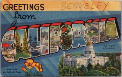 CALIFORNIA Large Letter Postcard State Capitol / "BERKELEY" Written on ...