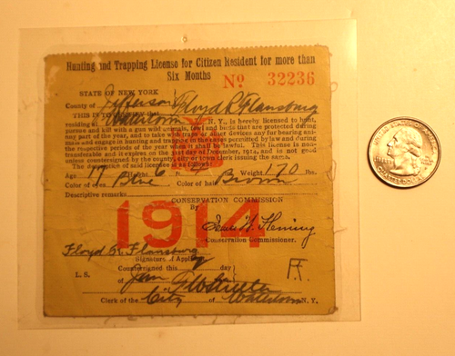 Vintage 1914 New York State Hunting and Trapping License | eBay