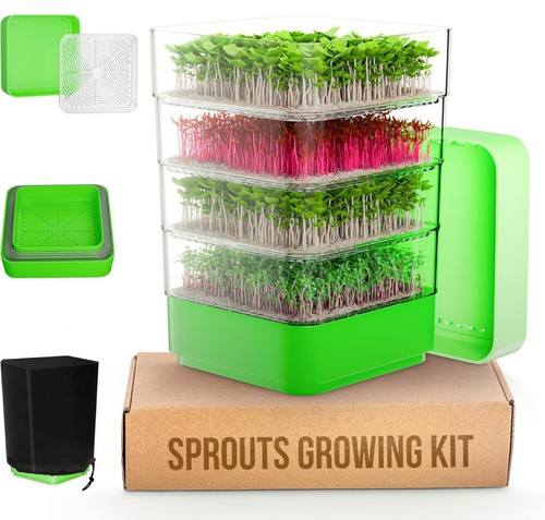 Seed Sprouter Kit,4-Tier Bean Sprouts Grow Kit,Micro Greens Growing ...