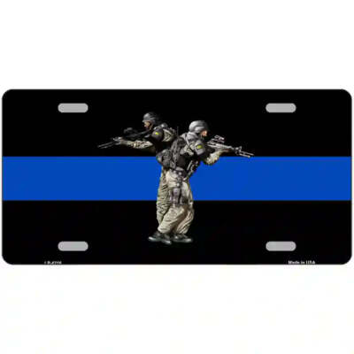 Thin Blue Line Police SWAT Metal Novelty License Plate | eBay