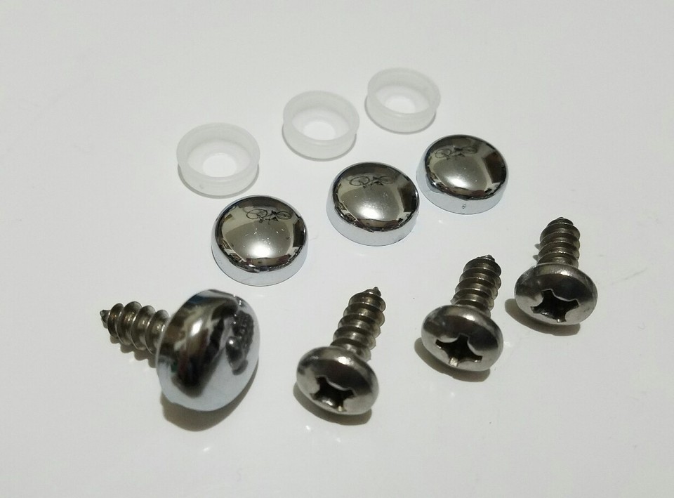 License Plate Security Screw Cap Covers WITH STAINLESS SCREWS - CHROME ...
