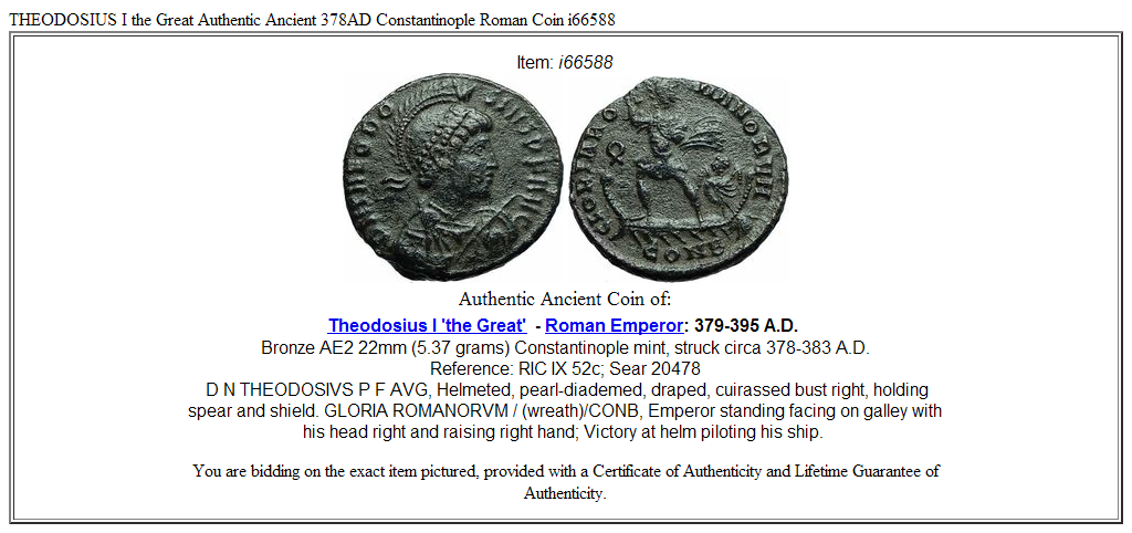 THEODOSIUS I the Great Authentic Ancient 378AD Constantinople Roman ...
