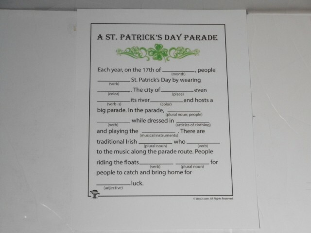 St Patricks Day Mad Libs Printable Free Printable St. Patrick's Day