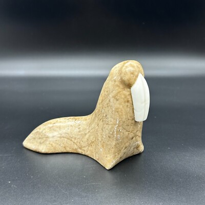 Vintage Carved URAL Russian Stone Walrus Figurine Quartz Tusk Made in ...