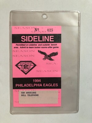 PHILADELPHIA EAGLES VINTAGE 1994 VETERANS STADIUM SIDELINE CREDENTIAL ...