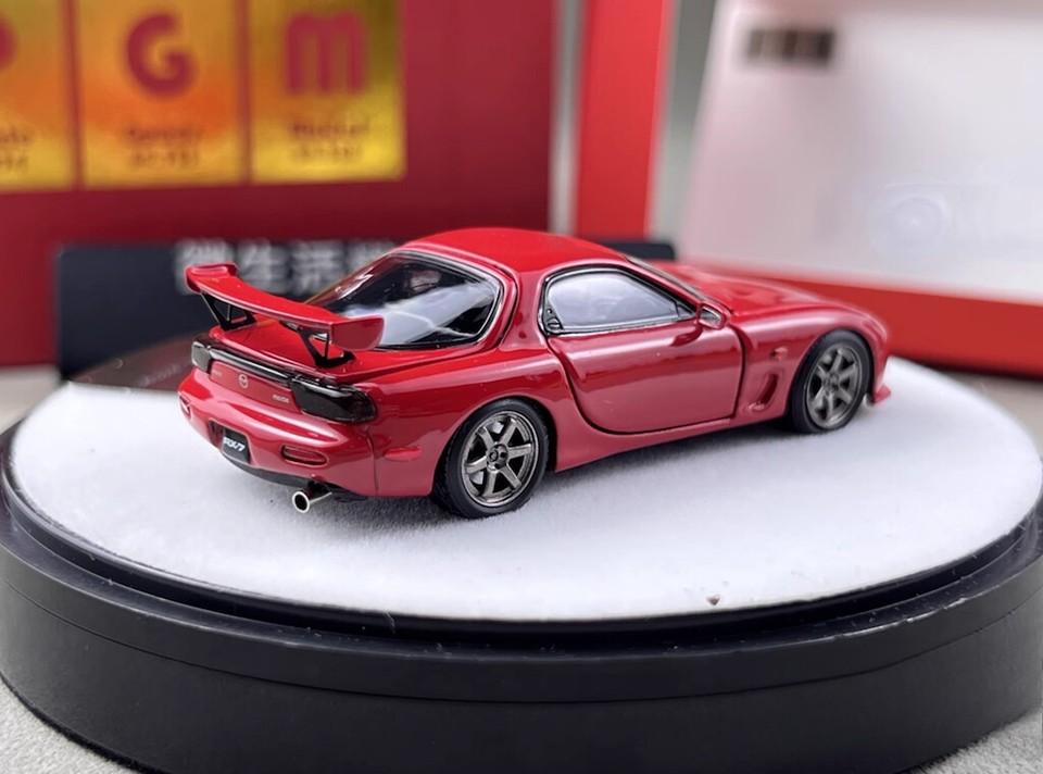 EY PGM 1:64 JDM Red RX7 FD3S Round Racing Sports Model Diecast Display ...