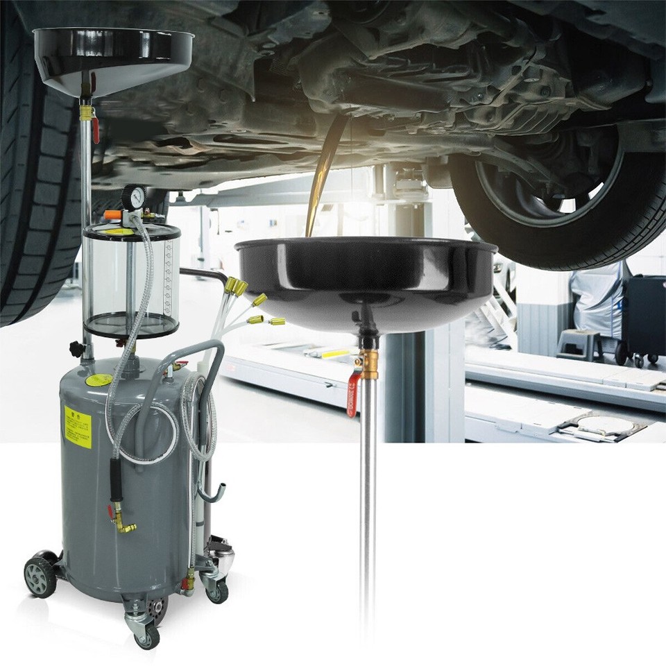 70L Oil Drain Tank Container Garage Air Oil Waste Drainer Extractor Pan ...