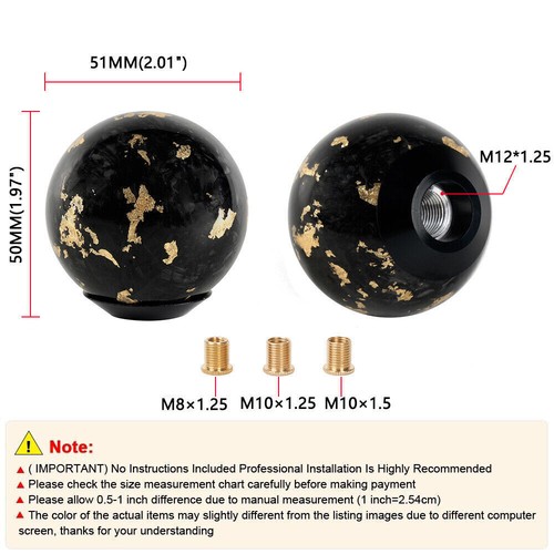 Universal Forged Carbon Fiber Ball Gear Shifter Round Shift Knob with 3 ...